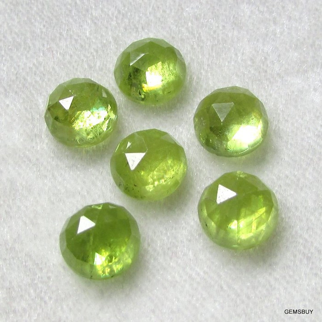 1 Pieces 9mm Peridot Rosecut Round Gemstone Natural Green Peridot Round ...