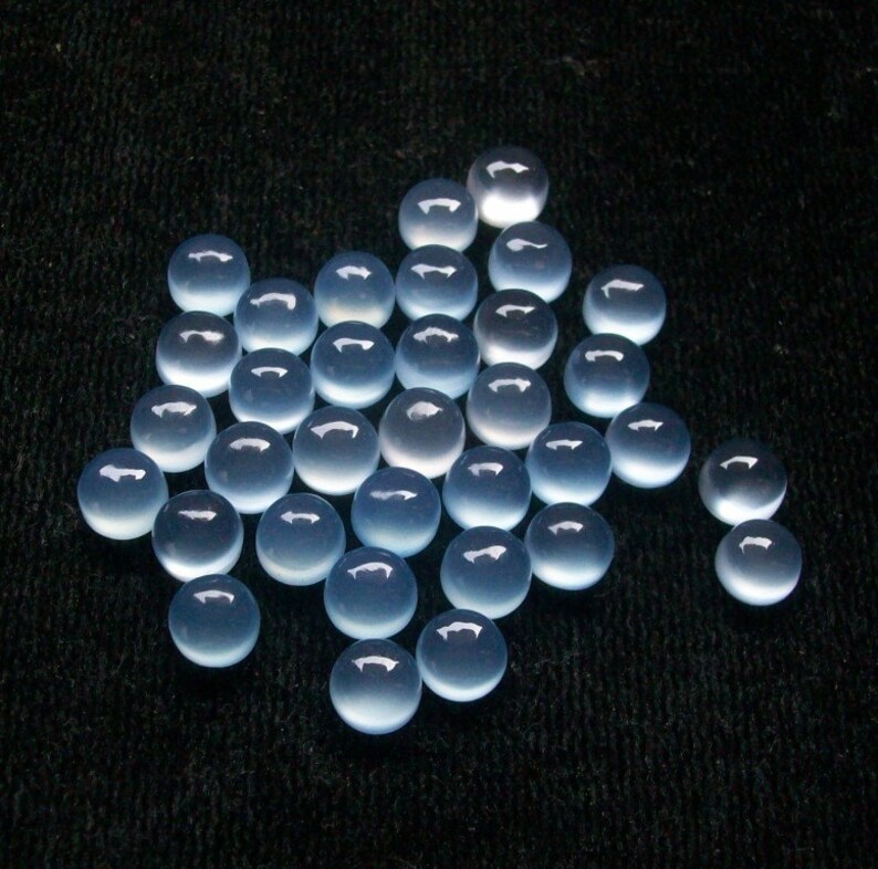 10 Pieces 6mm Aqua Blue Chalcedony Cabochon Round Gemstone - Etsy