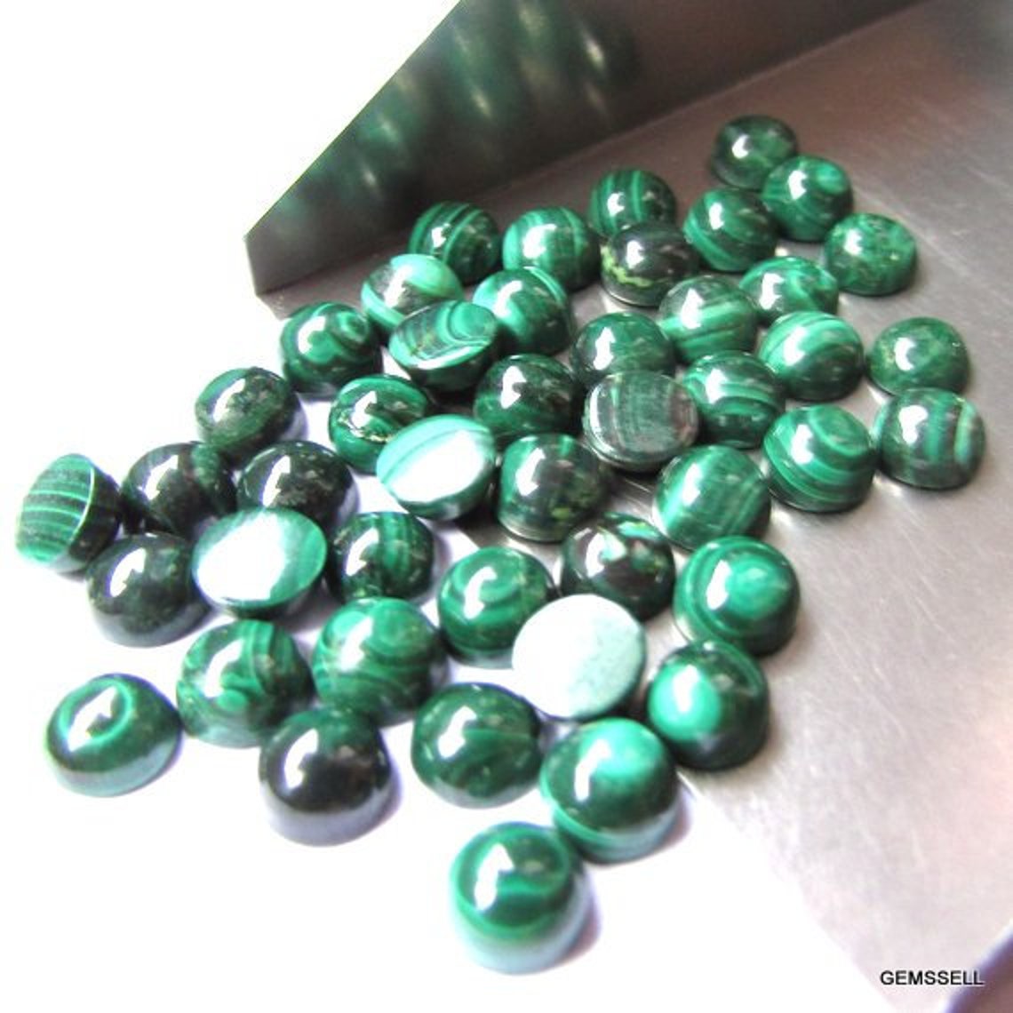 10 Pieces 6mm Malachite Cabochon Round Loose Gemstone Green | Etsy