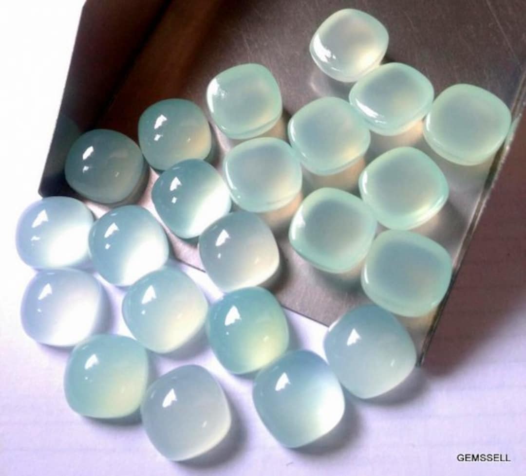 5 Aqua Chalcedony Cabochons: 10mm Cushion Cut Gemstones - Etsy