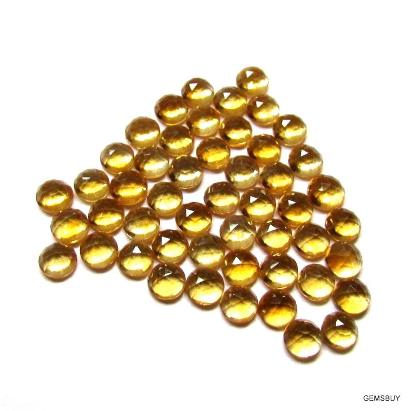 10 Pieces 4mm Citrine Rose Cut Cabochon Round Citrine Round - Etsy India