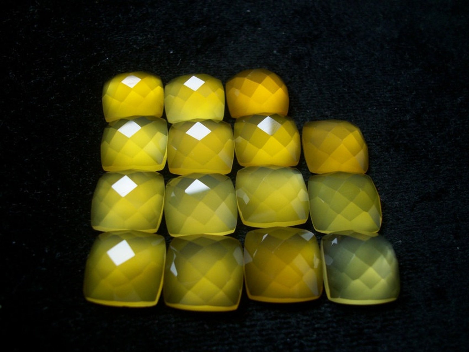 12mm Yellow Chalcedony Cushion Checker Gemstone Yellow - Etsy