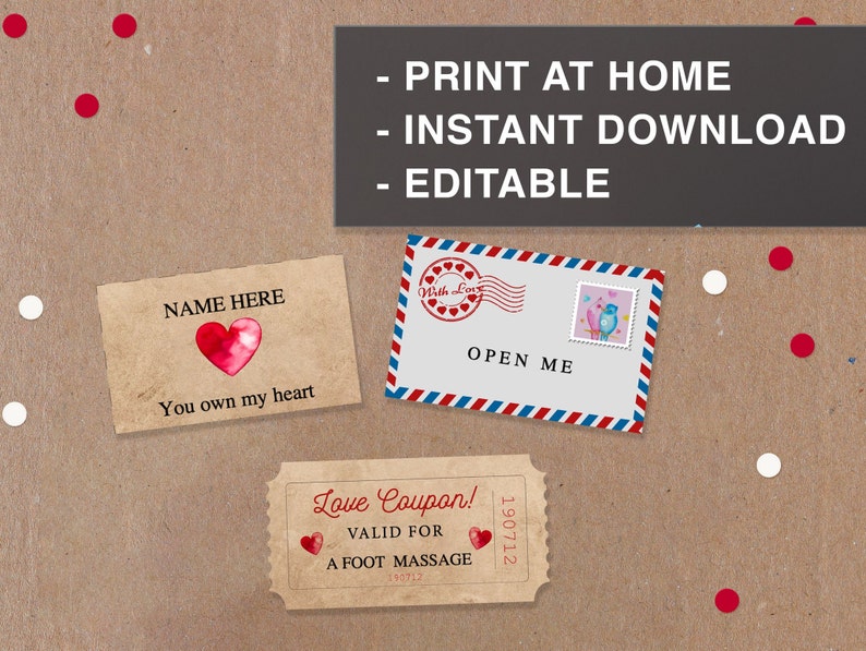 Love Note Print-at-home Personalised Note Just Because | Etsy