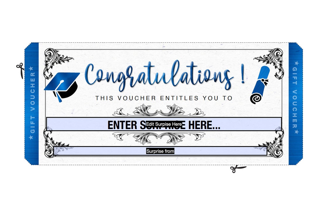 Graduation Gift, Graduation Voucher, Print-at-home, Surprise Voucher ...
