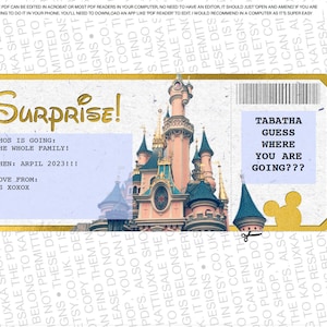 Printable, Disney Pretend Pass, Personalised, Surprise Trip, Fake ...