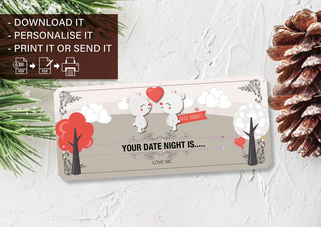Instant Download, Printable, Gift Voucher, Love Bears, Editable PDF ...