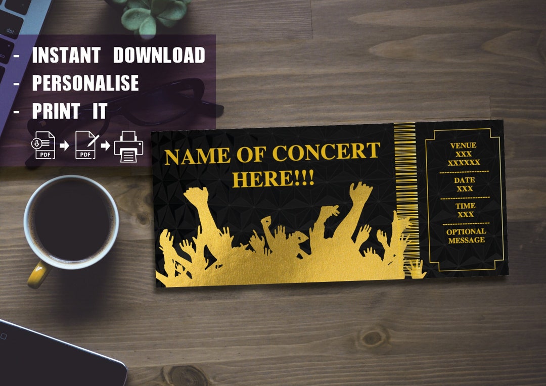 Printable, Concert Voucher, Surprise Gift, Personalised, Gig Ticket ...