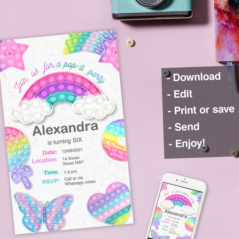 Popit Invitation - Etsy