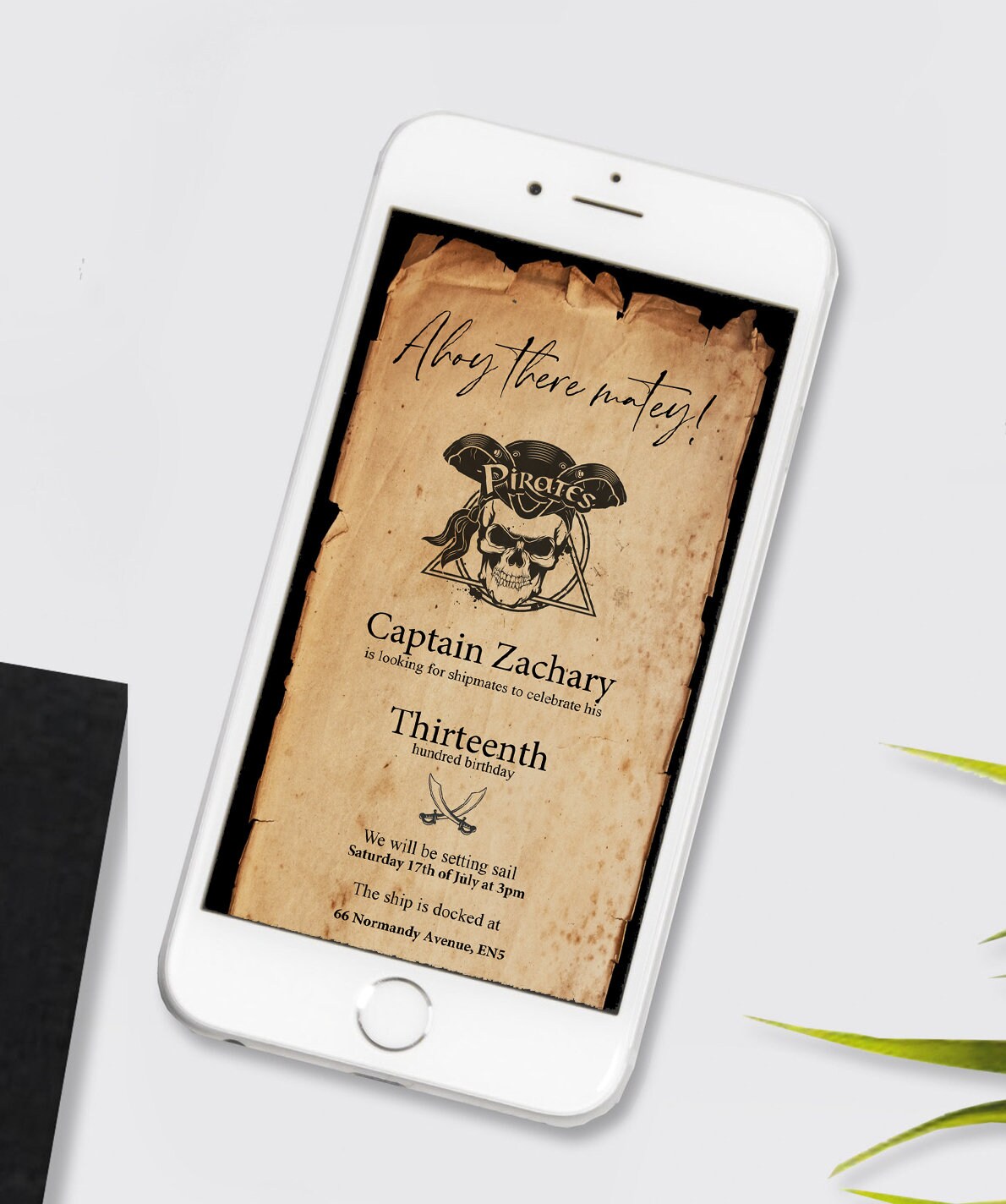 Pirate Theme Birthday Party Invitation Personalised Invite Editable ...