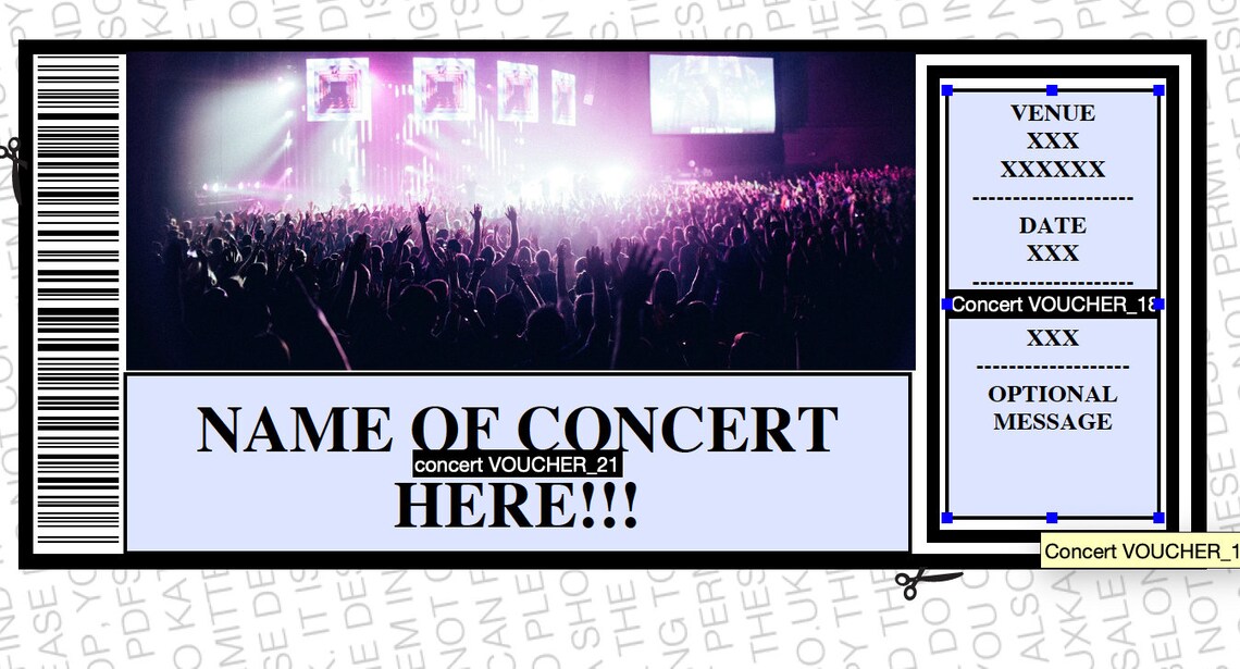 Printable Concert Voucher Surprise Gift Personalised Gift - Etsy