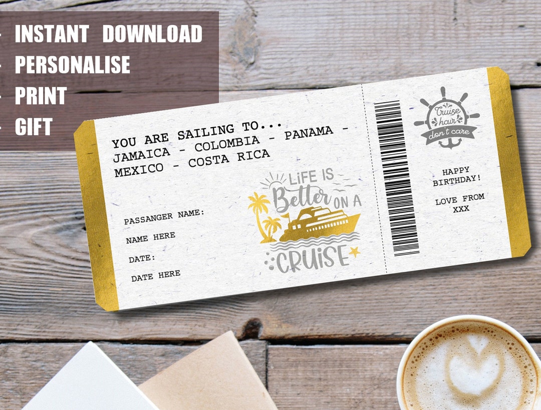 Print-at-home, Boarding Pass, Surprise Trip, Cruise Ticket, Boat Gift ...