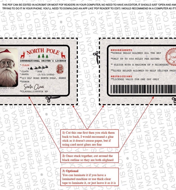 Printable Santa Driving Licence Template