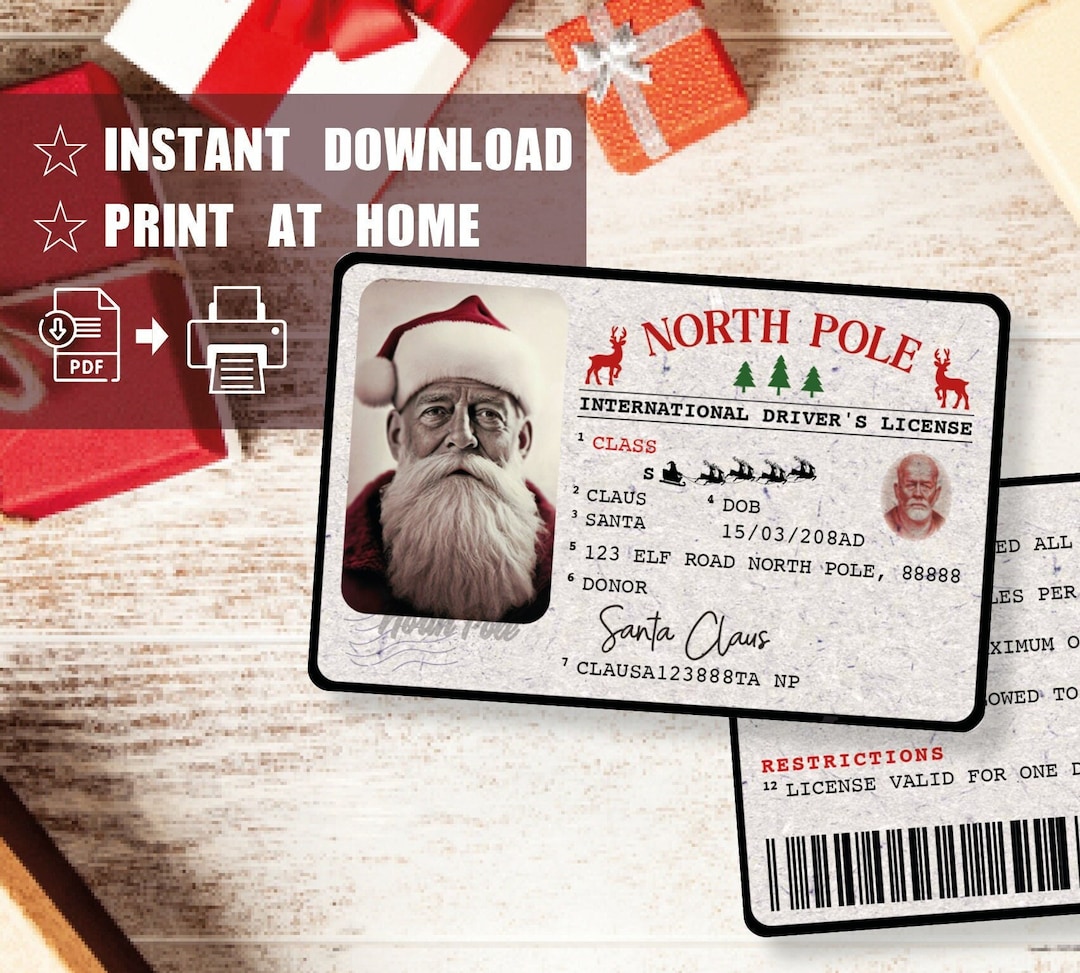 Printable, Santa Claus License, Lost License, Santa's Sleigh, Santa ...