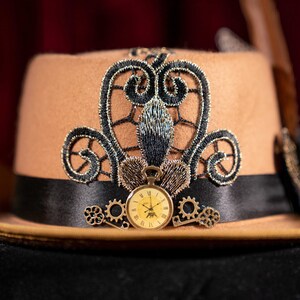 Camel Steampunk Hat Boater Fedora With Cogs Clock Wings and - Etsy ...