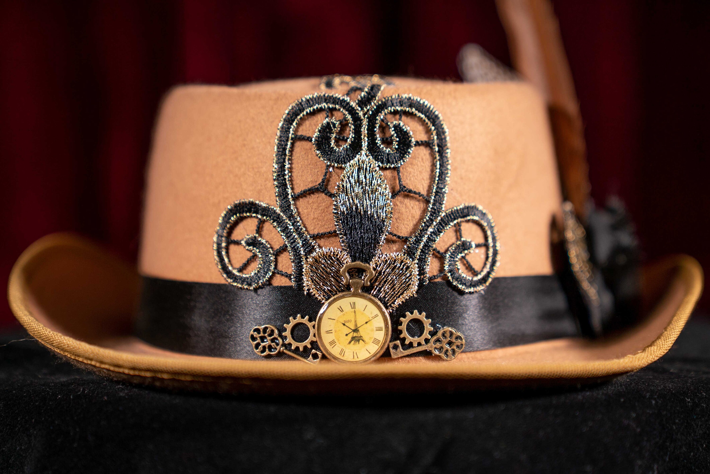 Camel Steampunk Hat Boater Fedora With Cogs Clock Wings and - Etsy ...