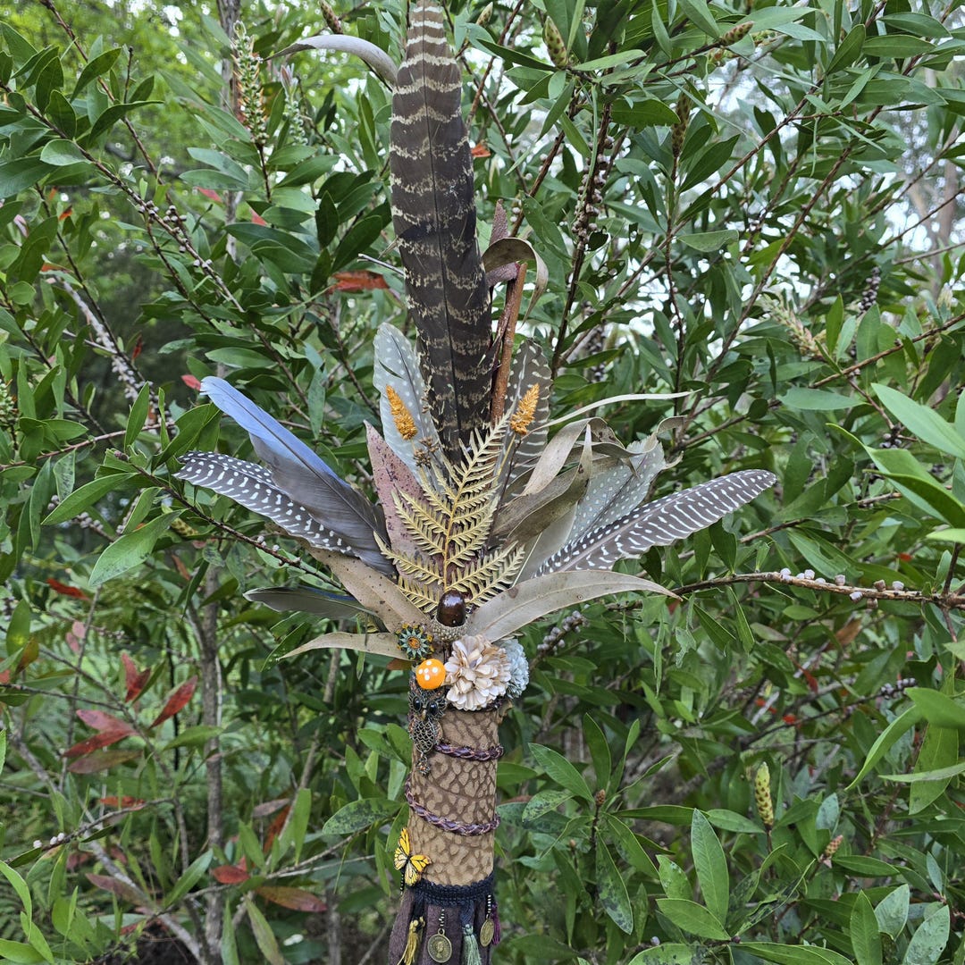 Enchanting Feathered Wizard Staff Topper Magical Walking Stick ...