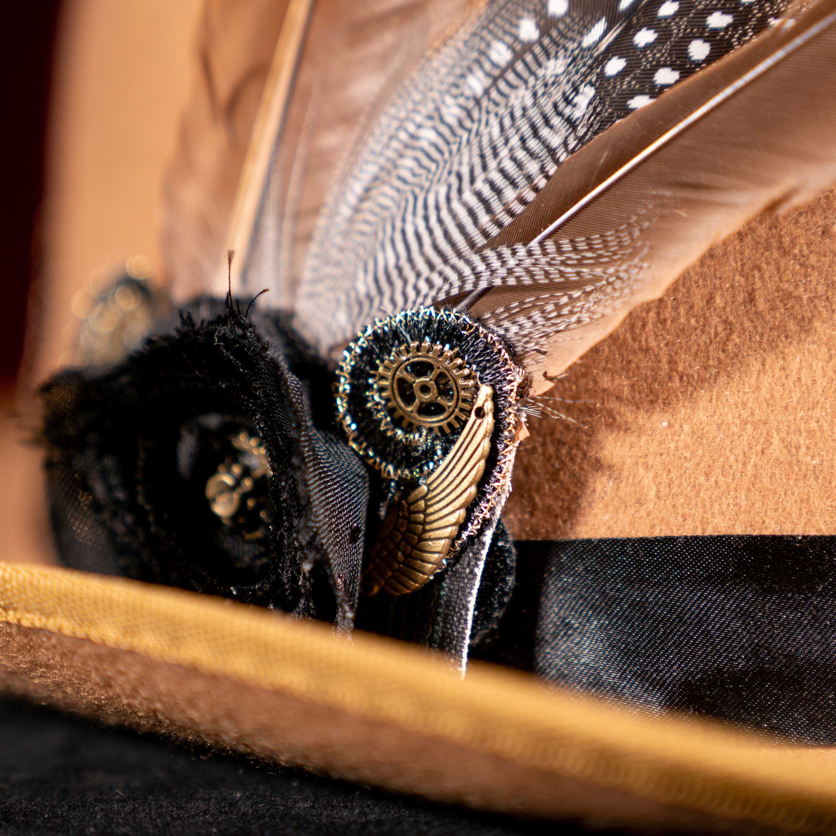 Camel Steampunk Hat Boater Fedora With Cogs Clock Wings and - Etsy ...