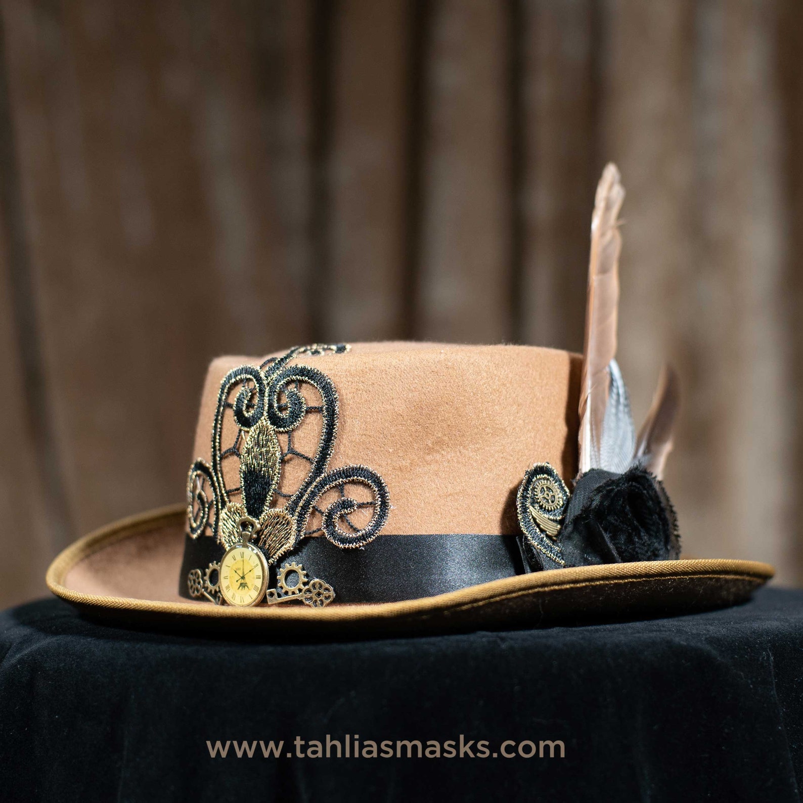 Camel Steampunk Hat Boater Fedora With Cogs Clock Wings and - Etsy ...