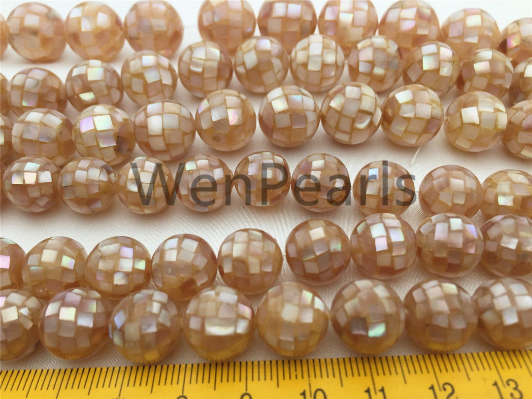 4pcs 10/12/14/16mm Pink Mosaic Shell Beads,gshe-001-8 - Etsy