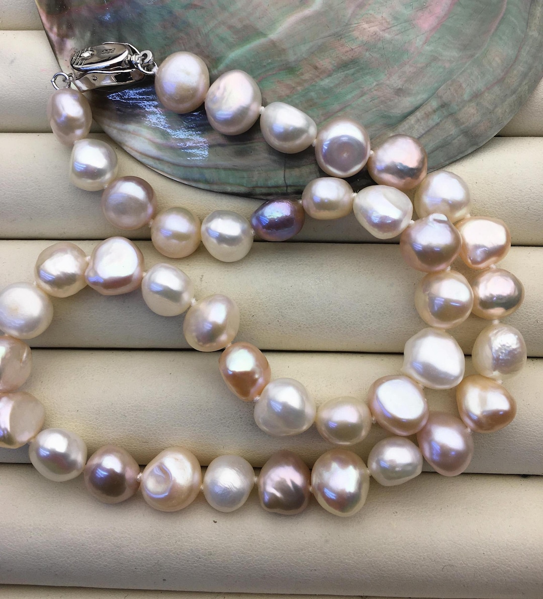 16'' AA+ 9x11mm Big Misc Color White Pink Purple Nugget Freshwater ...