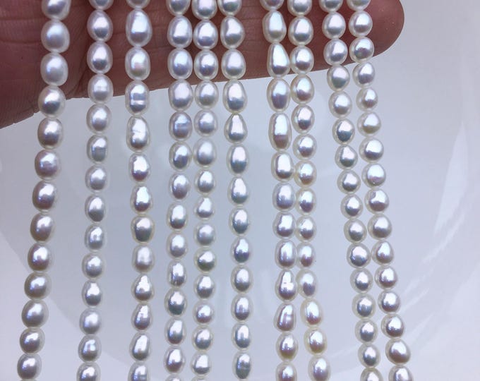 AA+ 5-6mm White Baroque Teardrop Freshwater Pearls, White Rice Pearl ...