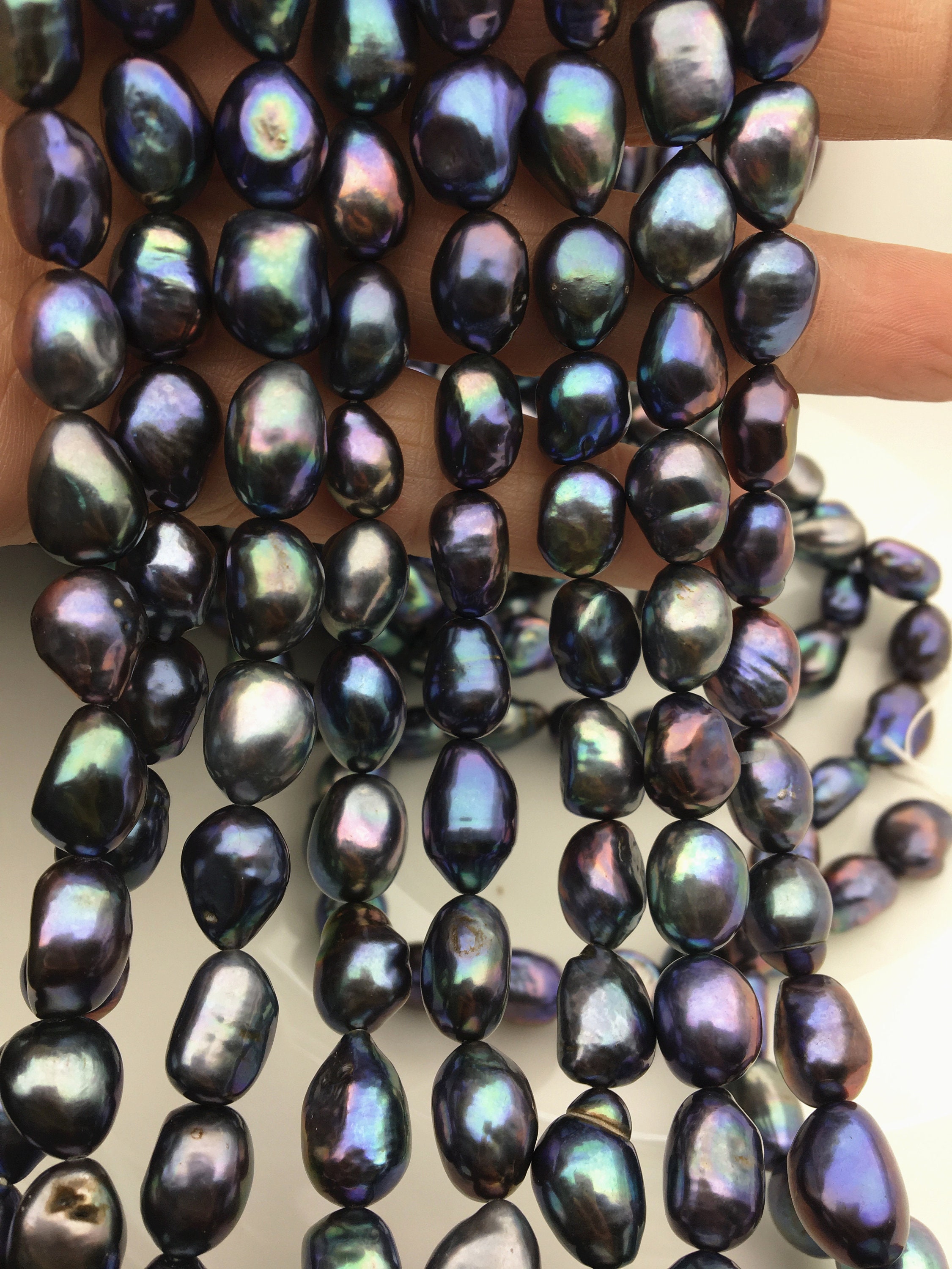 AA+ 10-11mm Deep Blue Nugget Freshwater Pearls,diy Pearl Beads ...