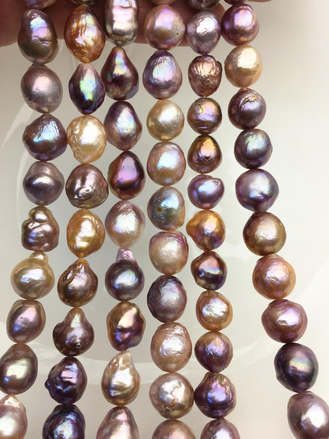15.5'' AA+ 11-13mm Natural Purple Baroque Drop Edison Freshwater Pearl ...