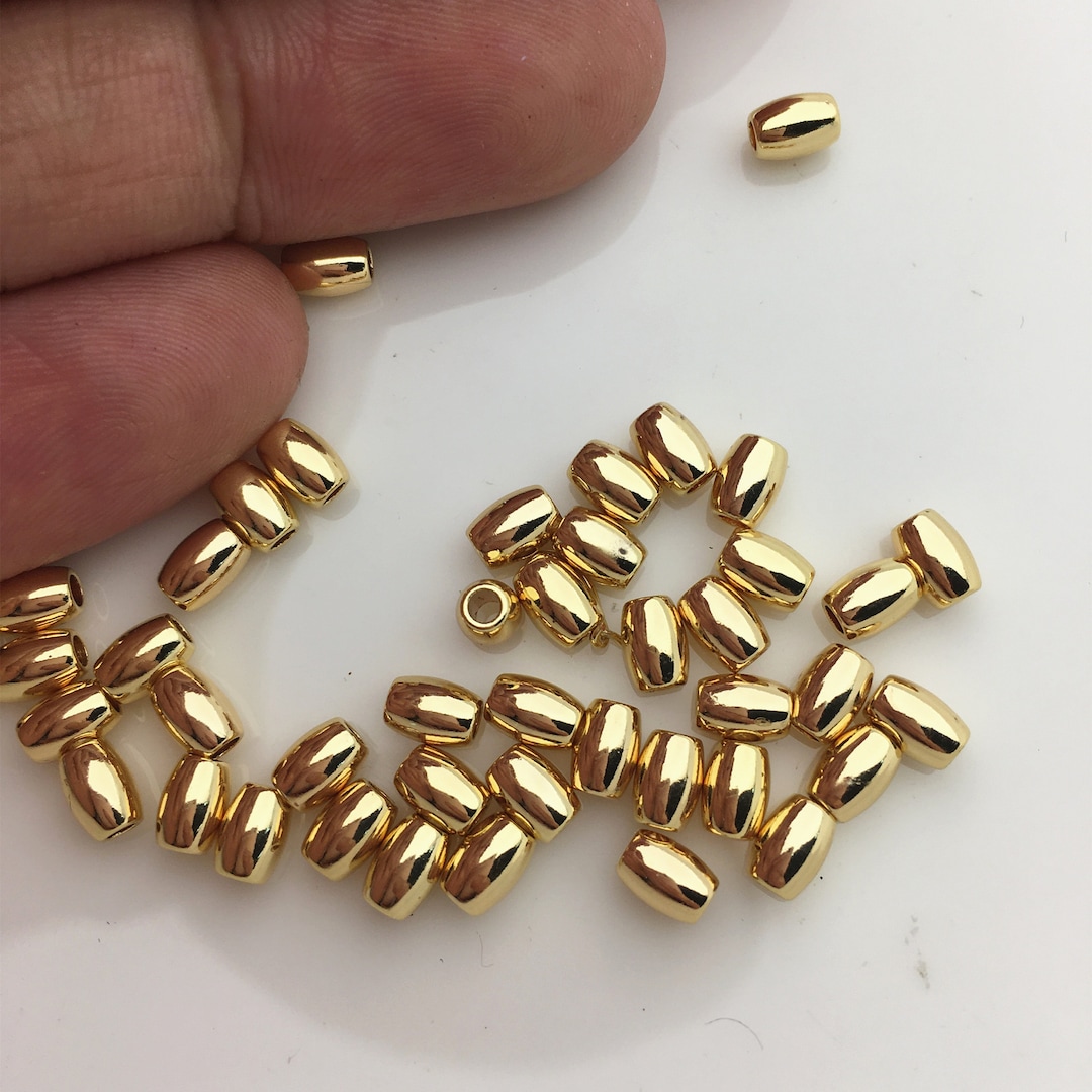 20pcs 4x5.5mm Yellow Gold Ellipse Gold Beads,copper Plated 18k Solid ...
