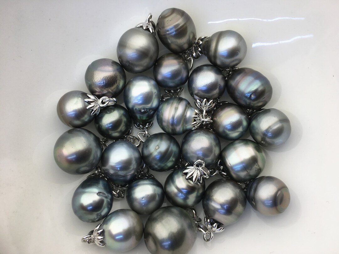 1 grosse perle de Tahiti de riz gris véritable de 13-15 mm, perles de ...