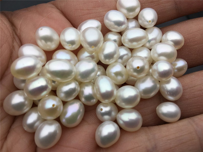 AAA 8-9mm White/pink/purple Oval Rice Freshwater Pearls - Etsy