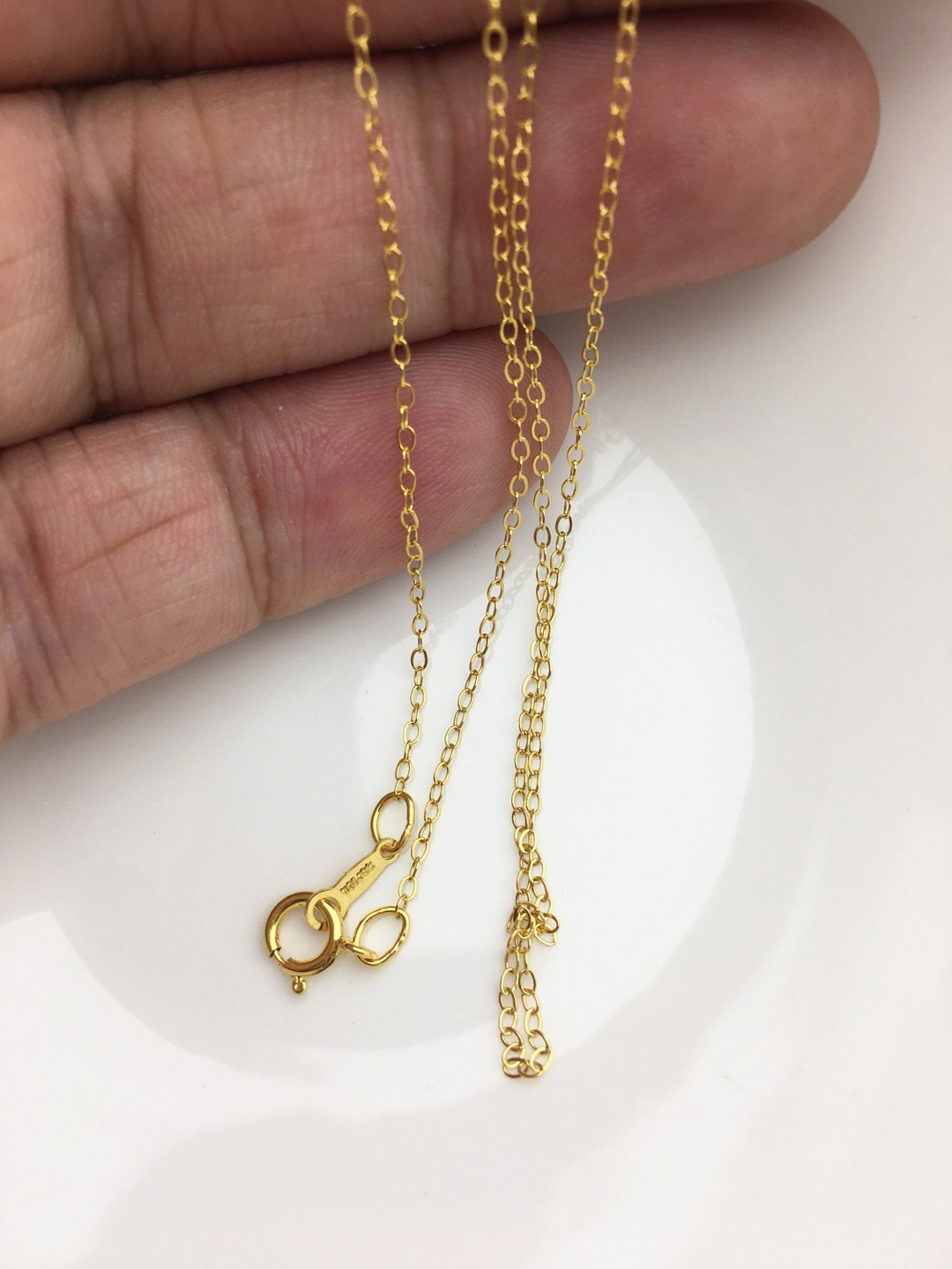 18'' 14k Gold Filled 1.3mm O Chain Necklace With Adjust Clasp,replace ...