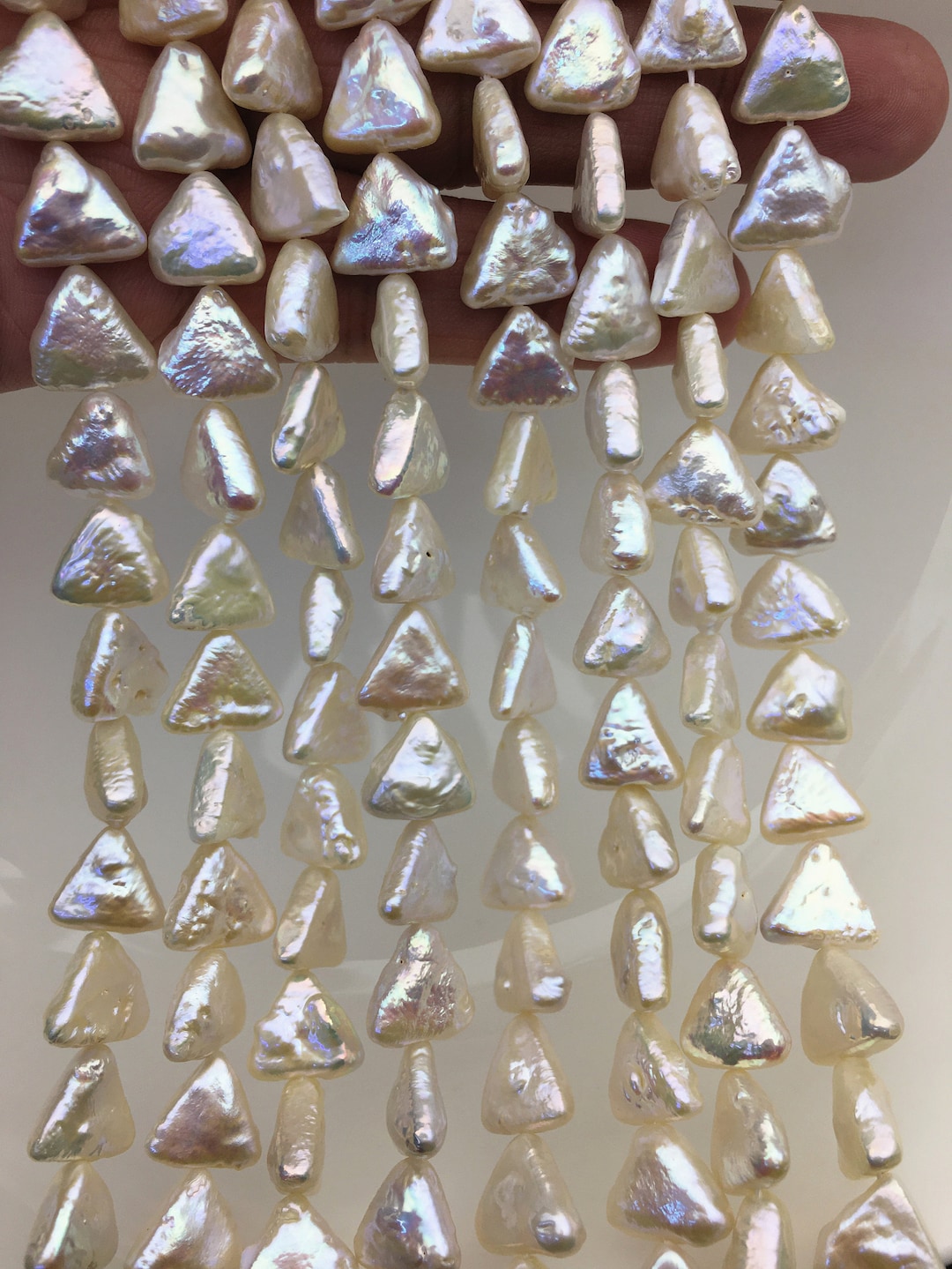 AAA 10.5-12mm White Thick Triangle Shape Freshwater Pearl,zs-103-7 - Etsy