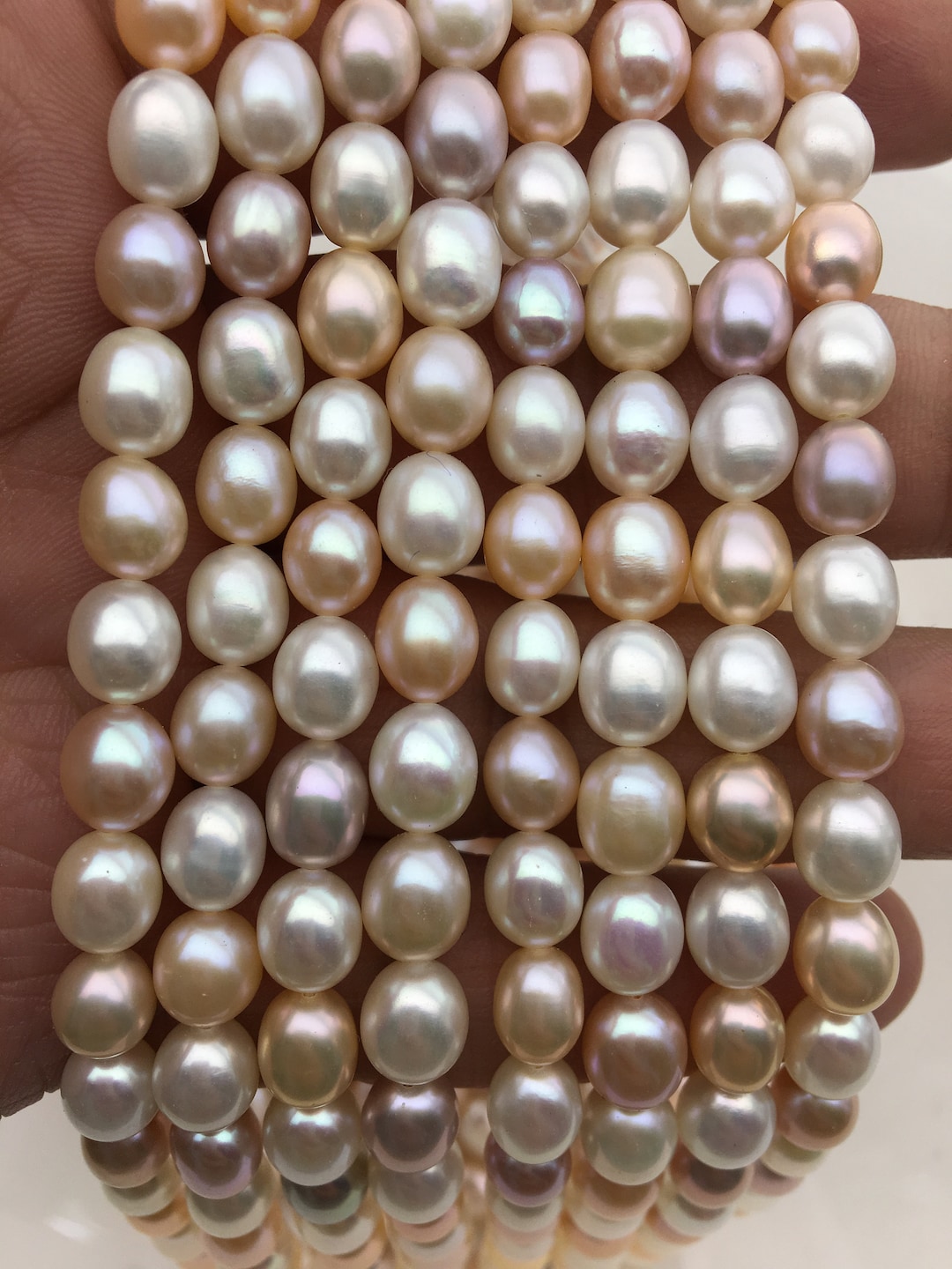 6.5'' AAA 7mm*8-9mm Misc Color Oval Pearls,cultured Oval Freshwater ...