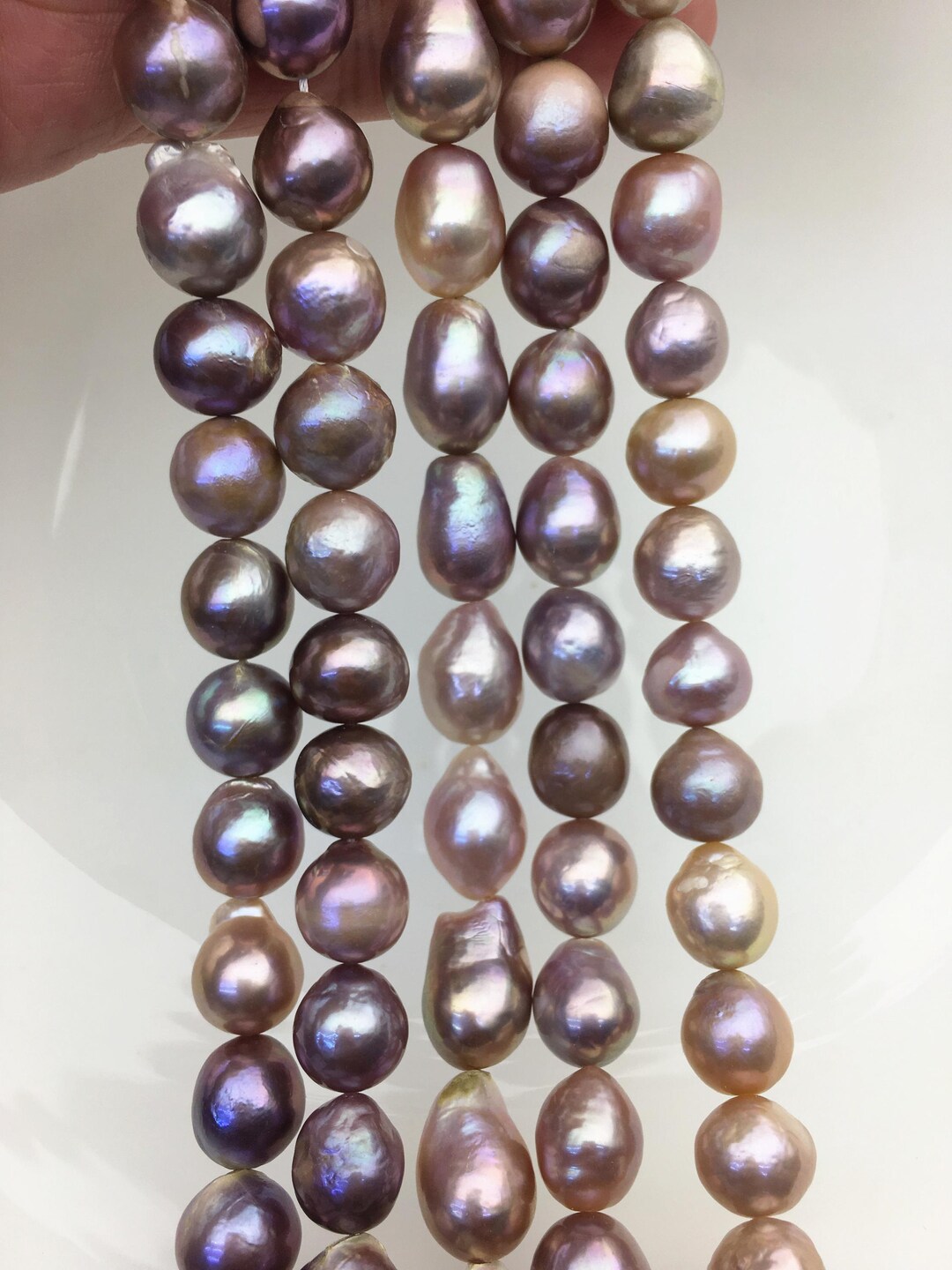 5 Strands A 10-12mm Natural Color Rainbow Drop Edison Freshwater Pearl ...