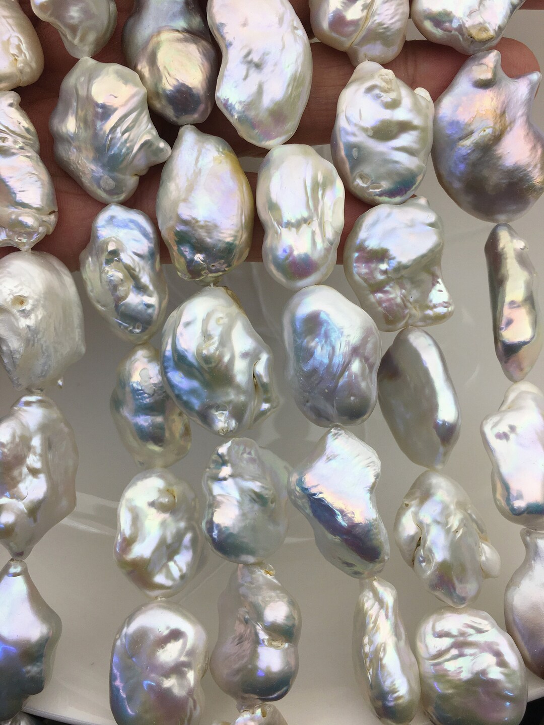 A 16-20mm White Rectangle Freshwater Pearls,diy Bead,baroque Pearl Bead ...