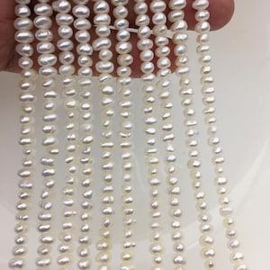 AA+ 4.5-5mm Tiny White Button Round Potato Freshwater Pearls,rondelle ...