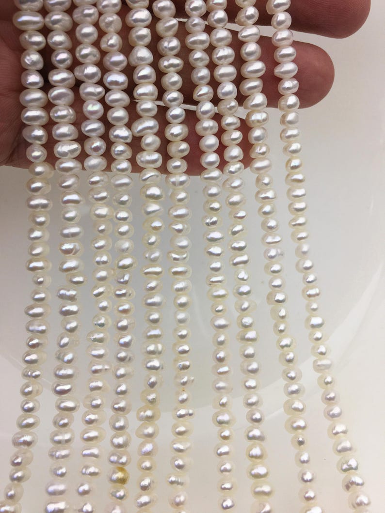 AA+ 4.5-5mm Tiny White Button Round Potato Freshwater Pearls,rondelle ...
