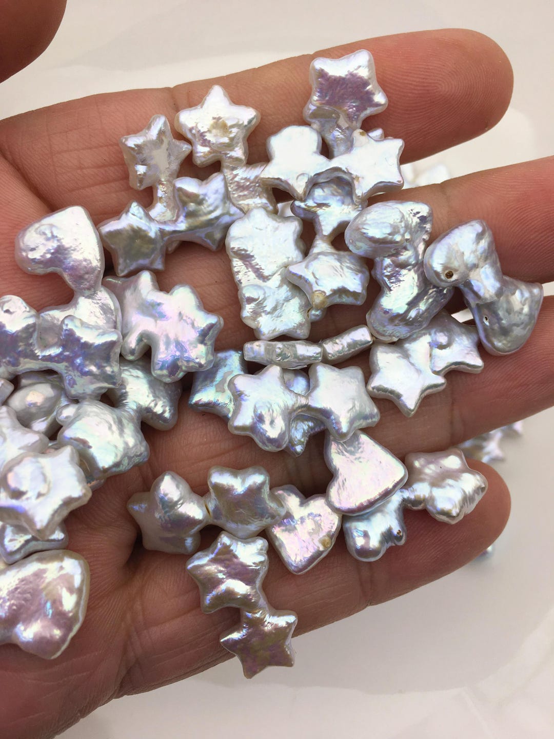 19pcs AA+ 11-12mm White Twins Five-point/heart Pearls,no Hole,zs-t2 ...