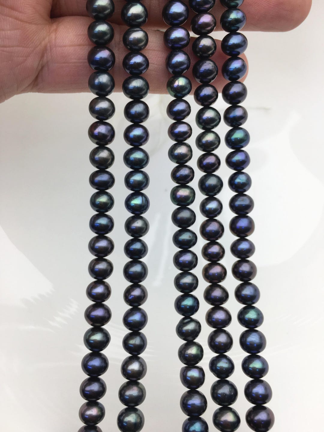 AAA 6-7mm Green Button Round Freshwater Pearls,full Strand,loose Button ...