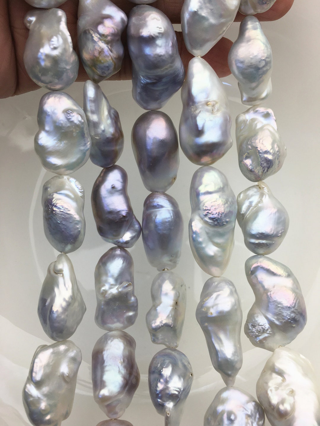17‘’ AA+ 15-18mm Natural Gray Light Mud Hollow Freshwater Pearl,one ...