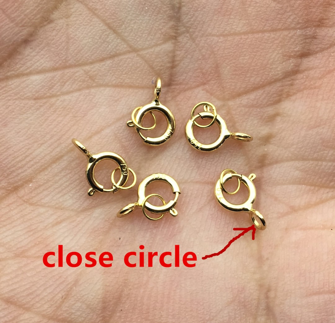 18k Solid Yellow Gold Set 4.5mm Spring Ring With 2.8 Mm Closed Jump ...