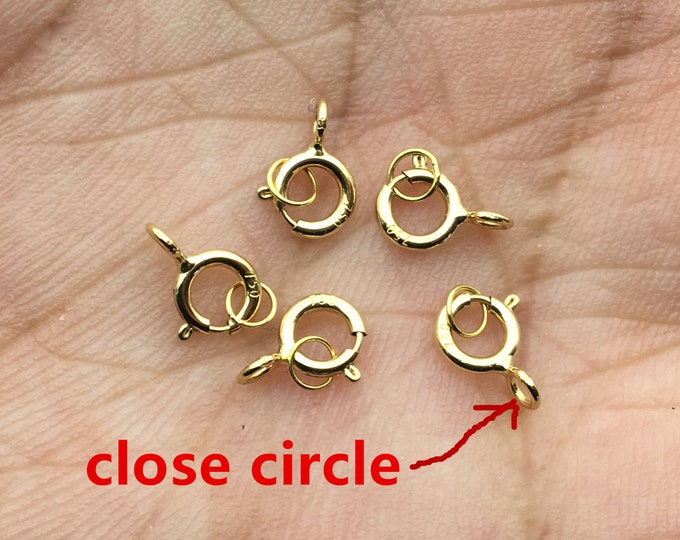 18k Solid Yellow Gold Set 4.5mm Spring Ring With 2.8 Mm Closed Jump ...