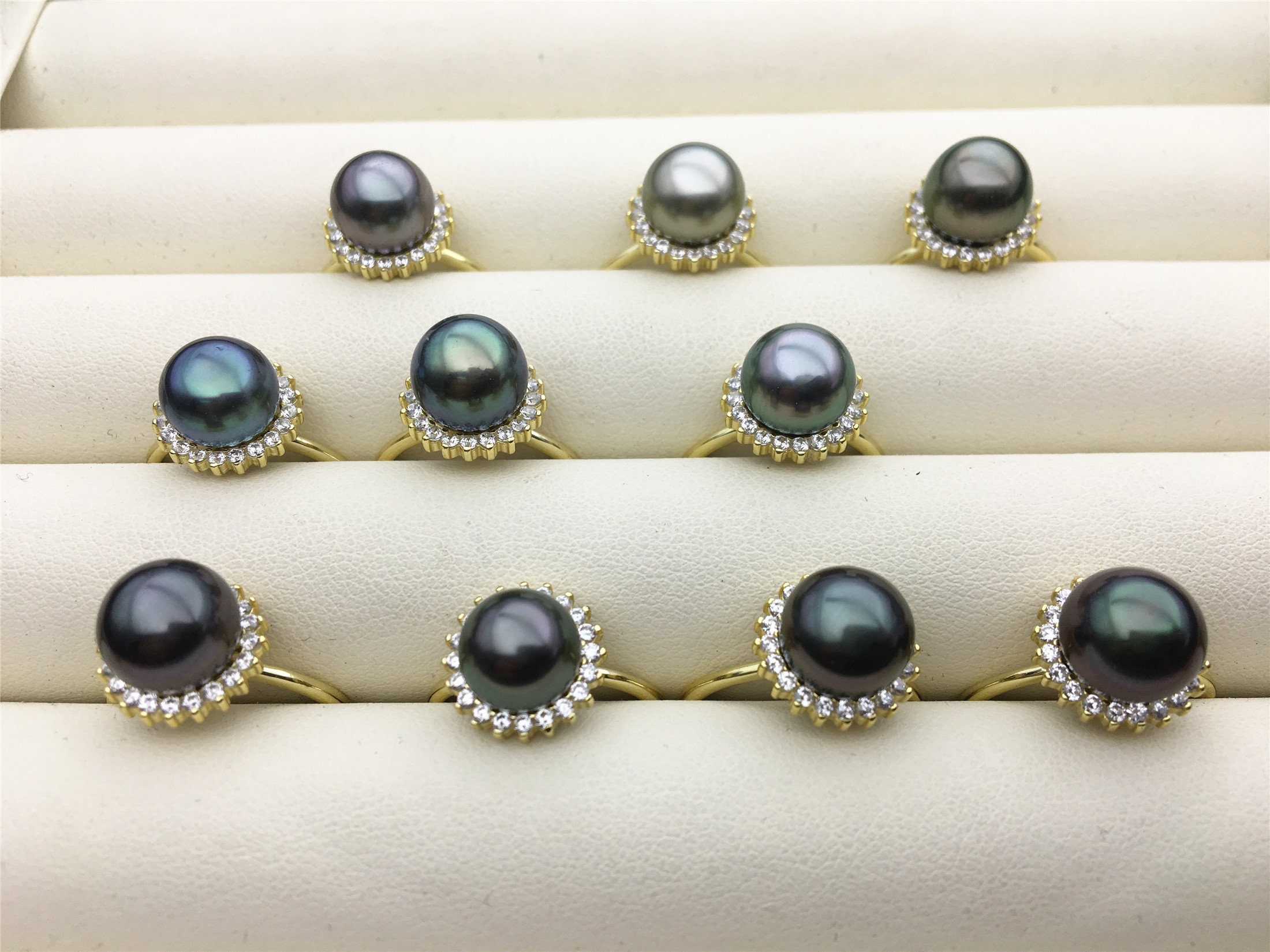 AAA 9mm Tahtiian Pearl Sun Flower Gold S925 Sterling Open - Etsy