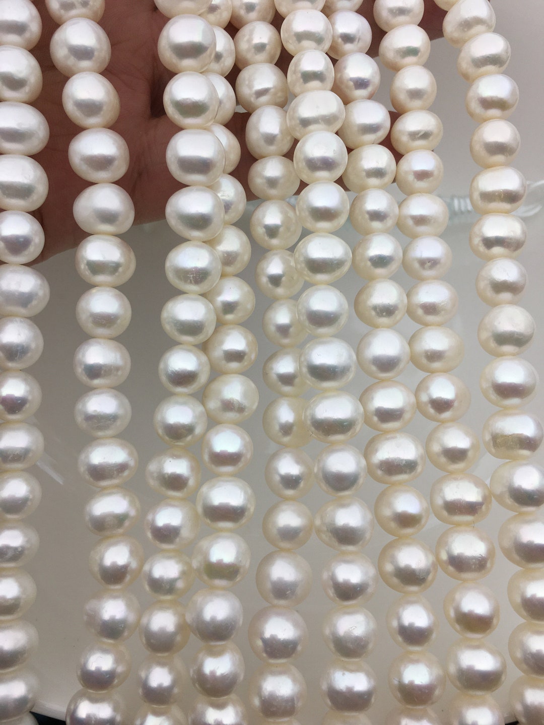 AA+ 9mm White Potato Freshwater Pearls,freshwater Potato Shape Pearl ...