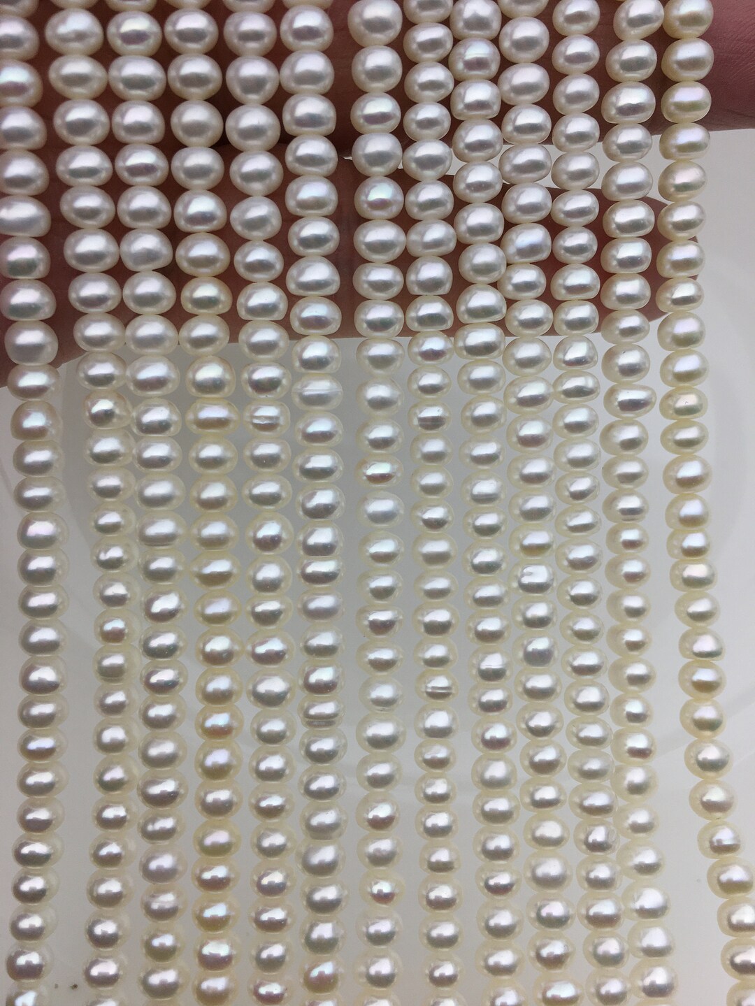 AAA 4-4.5mm Tiny White Button Round Pearls,full Strand,rondelle Pearl ...