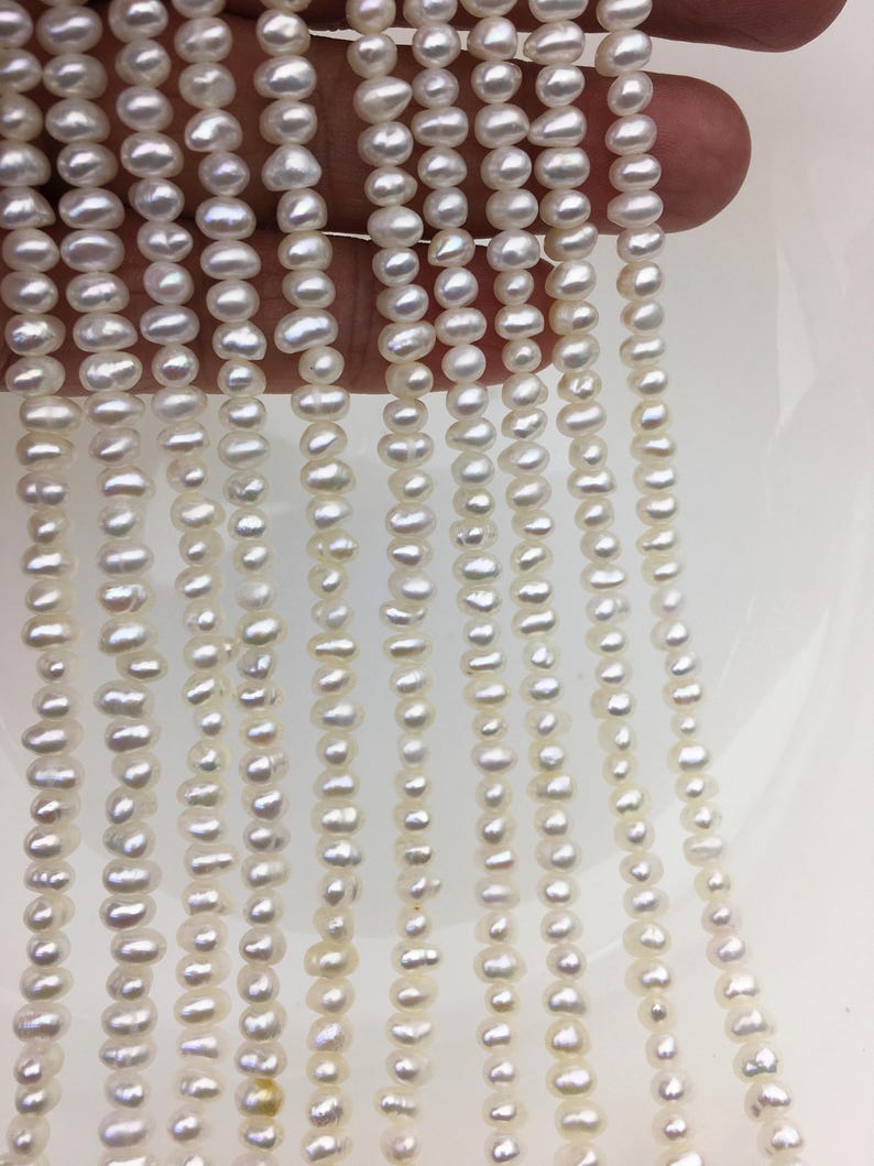 AA+ 4.5-5mm Tiny White Button Round Potato Freshwater Pearls,rondelle ...