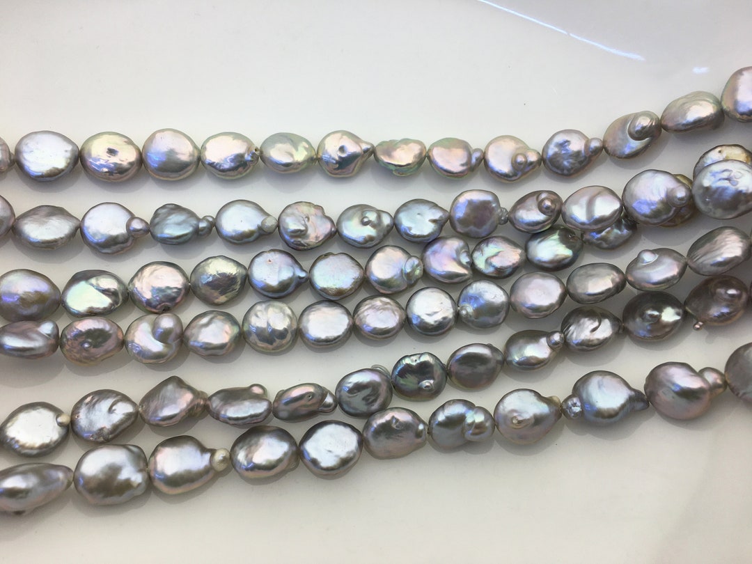 AA 10-11mm Gray Color Drop Coin Freshwater Pearls,flat Pearl Beads ...