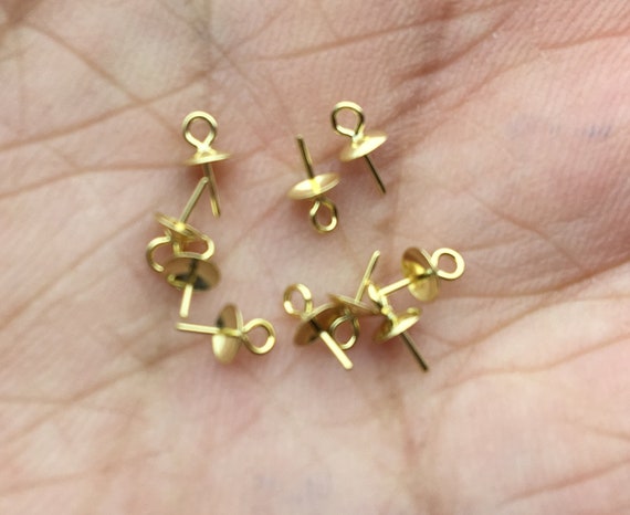 3mm Cup Yellow 18k Solid Gold Smooth Cup Pendant Hook for | Etsy