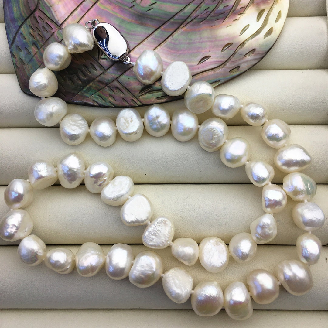 18'' AA+ 10mm White Nugget Pearl Necklace, NPN1-T43 - Etsy