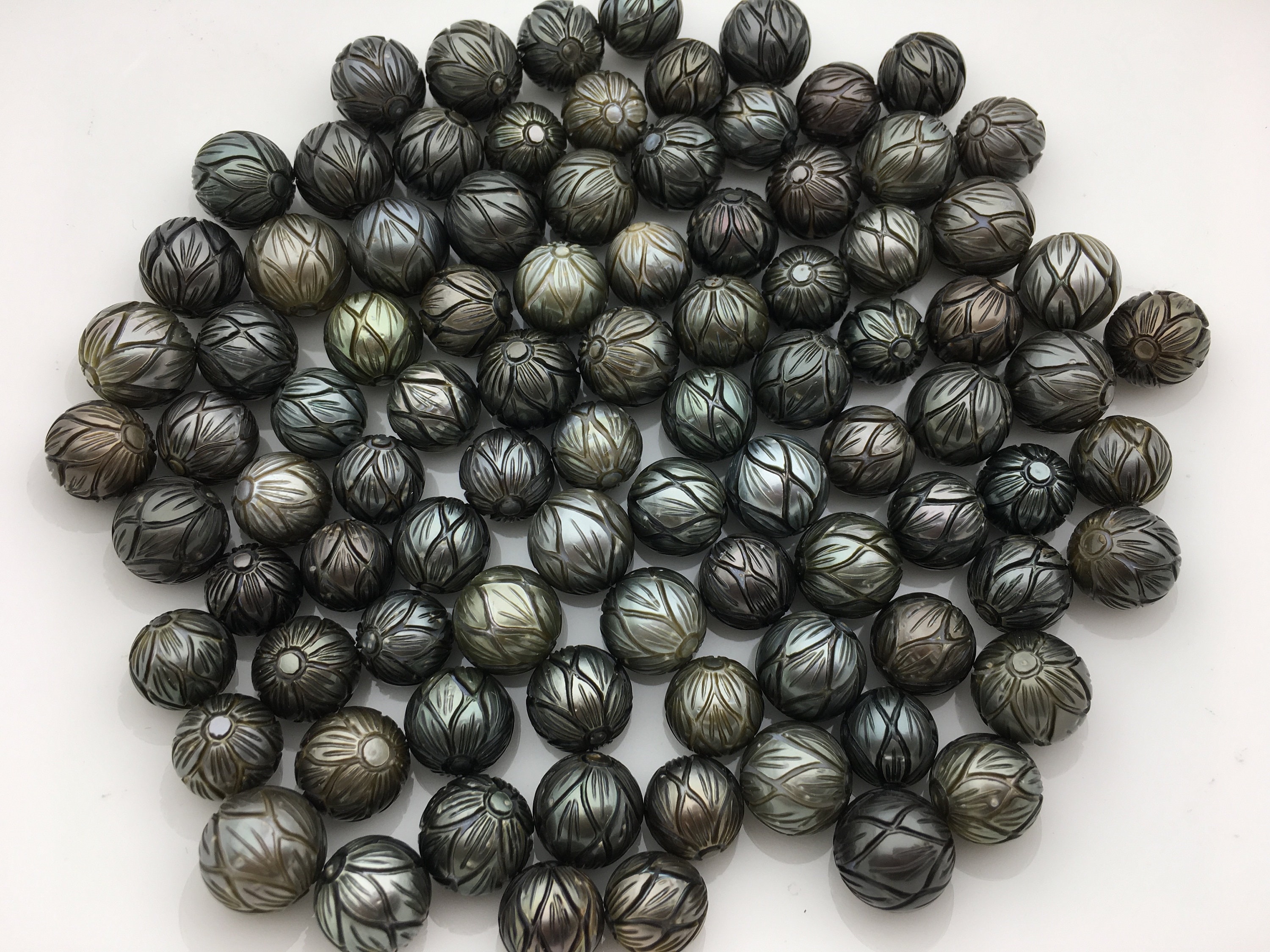 Hand Carved Tahitian Pearls